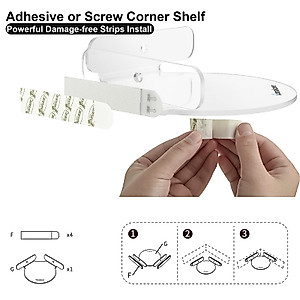Acrylic Mini Circular Corner Shelf Mount for Security Cameras, Baby Monitors, Speakers, Plants & More, Universal Cam Holder, Easy to Install, Screwless with Damage-Free Replacement Strips (Clear)