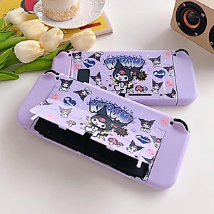 Cute Protective Case for Nintendo Switch OLED 2021, Kawaii Skin Accessories Shock-Absorption and Anti-Scratch, Waterproof, Anti-Fingerprint,Switch Accessories - Purple