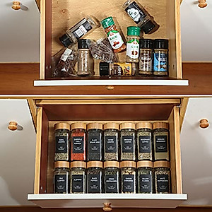 JARXSUN 24 Pcs Spice Jars with Bamboo Lids-4oz Glass Spice Jars with 4 of Sets Labels and Shaker Lids (24, 4 oz)