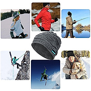Wireless Bluetooth Beanie,Unisex Outdoor Sport Knit Hat with Stereo Speakers & Microphone