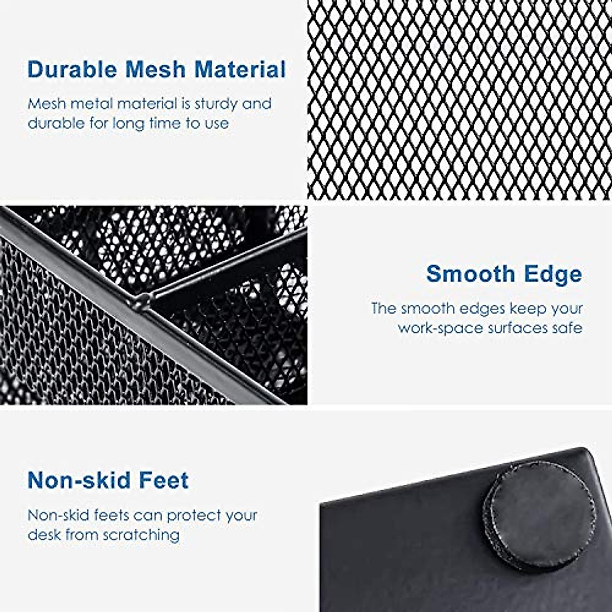 Mesh Desk Organizer, Refand Desktop Office Supplies Multi-Functional Caddy Pen Holder Stationery with 6 Compartments and 1 Drawer for Office, Home, School, Classroom