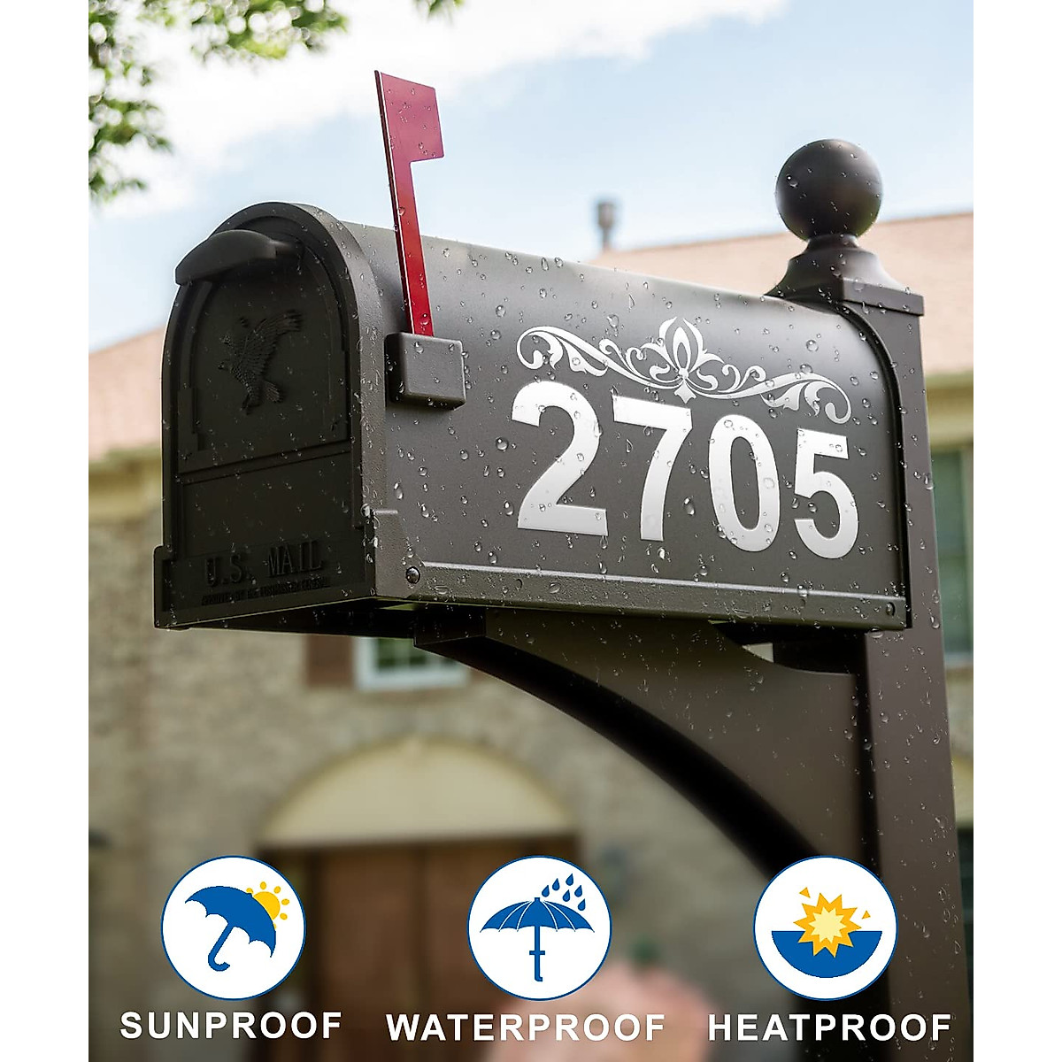 Mailbox Numbers, Reflective Mailbox Numbers for Outside (6 Sets), Waterproof House Numbers for Mailbox, White Number Mailbox Stickers Self-Adhesive for Signs, Home, Door, Window, Address Number (0-9)
