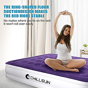 CHILLSUN Queen Air Mattress with Built-in Pump - Best Inflatable Airbed Luxury Double High Inflatable Bed Blow Up Bed for Home Portable Camping Travel, 80x60x18in, 650lb MAX