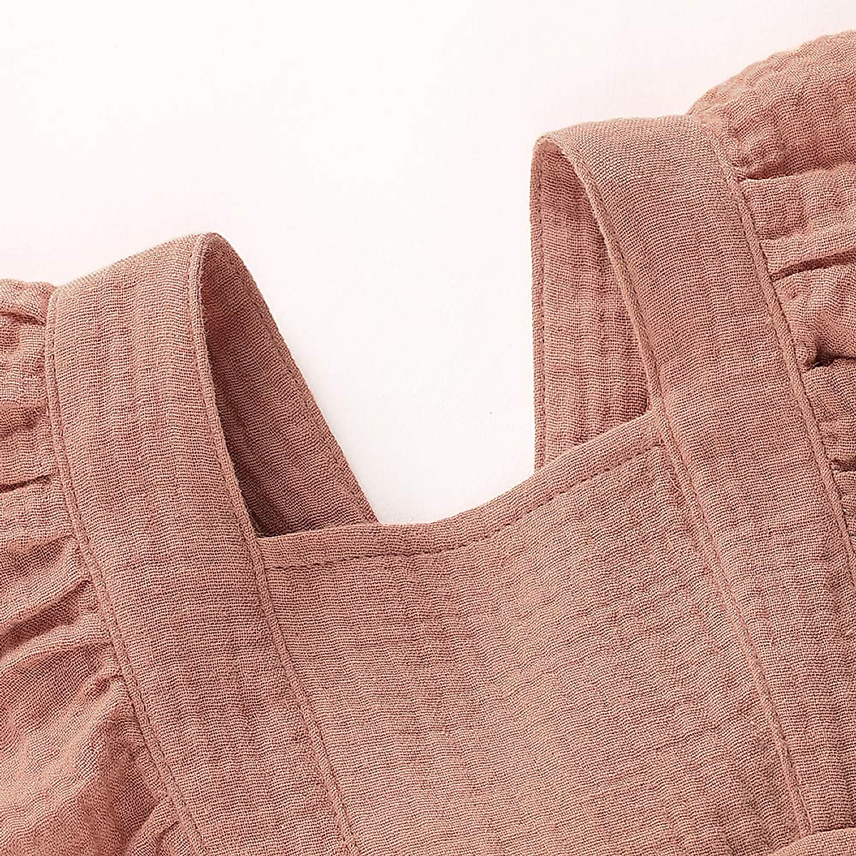 Douhoow Newborn Baby Girls Ruffle Romper Jumpsuit Bodysuit Baby Girl Summer Clothes Outfits (Khaki, 0-3 Months)