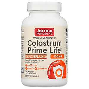 Jarrow Formulas Colostrum Prime Life 400 mg, Dietary Supplement, Immune and Gastrointestinal Support, 120 Capsules, 120 Day Supply