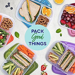EasyLunchboxes® - Bento Lunch Boxes - Reusable 3-Compartment Food Containers for School, Work, and Travel, Set of 10 (Classic)