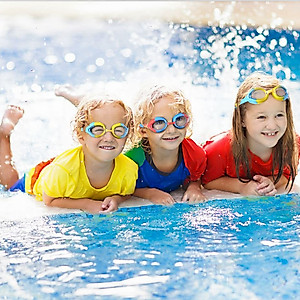 Hually Kids Swim Goggles, Leak Free Swimming Goggles for Children, Easy to Adjust, Anti-UV Anti-Fog Swim Glasses for Boys Girls Age 3-12 Perfect for Kids Swimming Lessons（2 Pack）