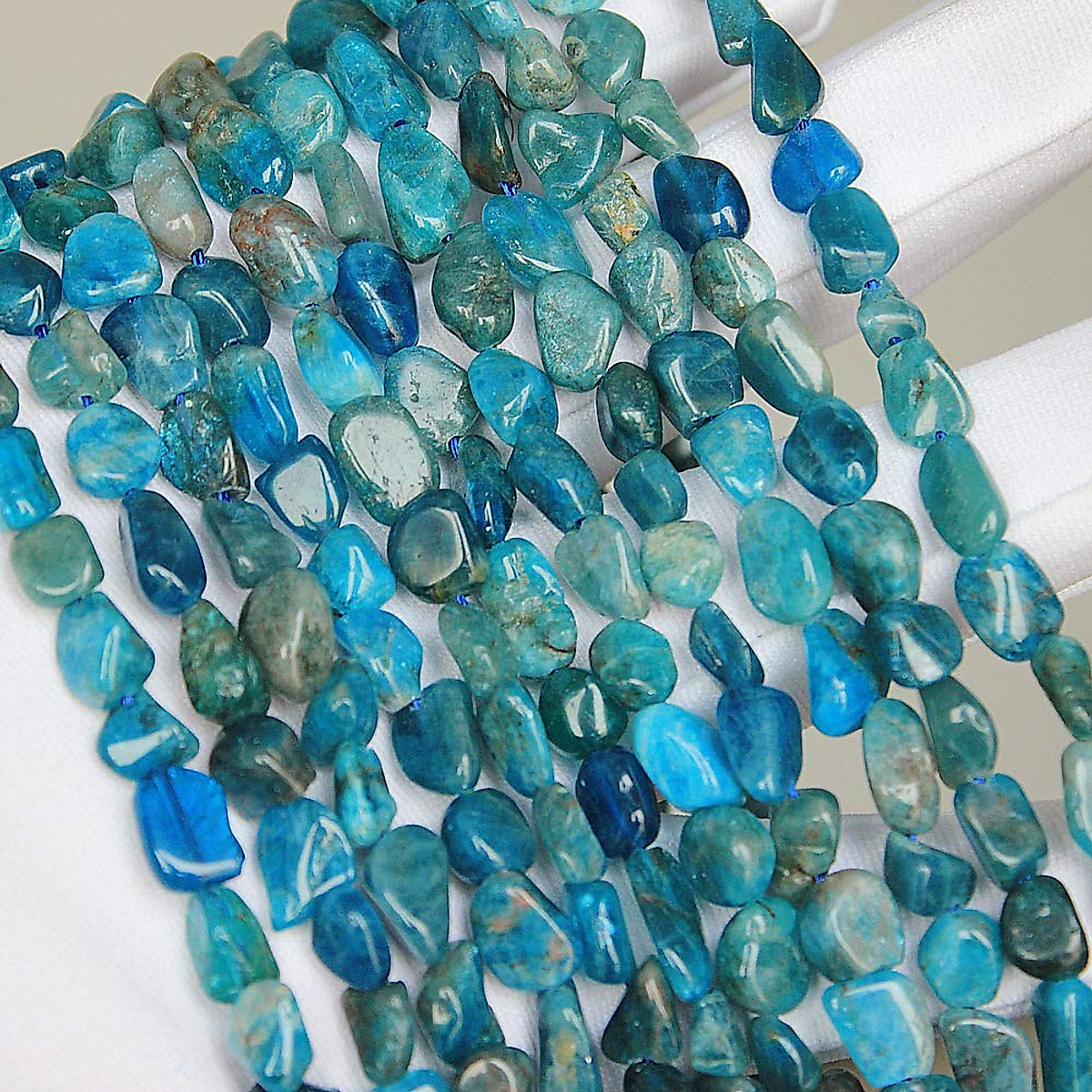 MJDCB Natural Irregular Shape Stone Beads 4-8mm Apatite Gemstone Energy Cured for Jewelry Making Bracelet Necklaces