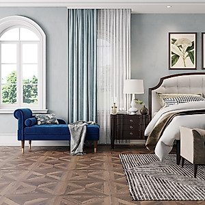 Vesgantti 59" Modern Velvet Chaise Lounge Indoor,Upholstered Lounge Chair with Left Armrest & Lumbar Pillow, Button Tufted Lounge Sofa for Living Room Bedroom Office,Tool-Free Assembly(Blue)