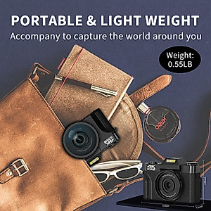 Digital Camera for Photography 4K 48MP VJIANGER Vlogging Camera for YouTube with 3.0’’ 180° Flip Screen, 16X Digital Zoom, 52MM Wide Angle Lens & Macro Lens, 2 Batteries, 32GB Micro SD Card(W01 B4)