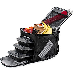 Rockland Guard - Insulated Meal Prep Bag Cooler - Portable Hot or Cold Lunch Box for Meal Management at Work, Gym or Travel. (Black)