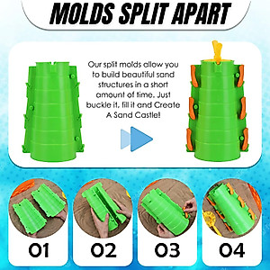 Liberty Imports Beach Builder Create a Sand Castle Pro Building Split Mold Sand Castle Construction, Plastic Beach Toy for Kids (18 Pcs)