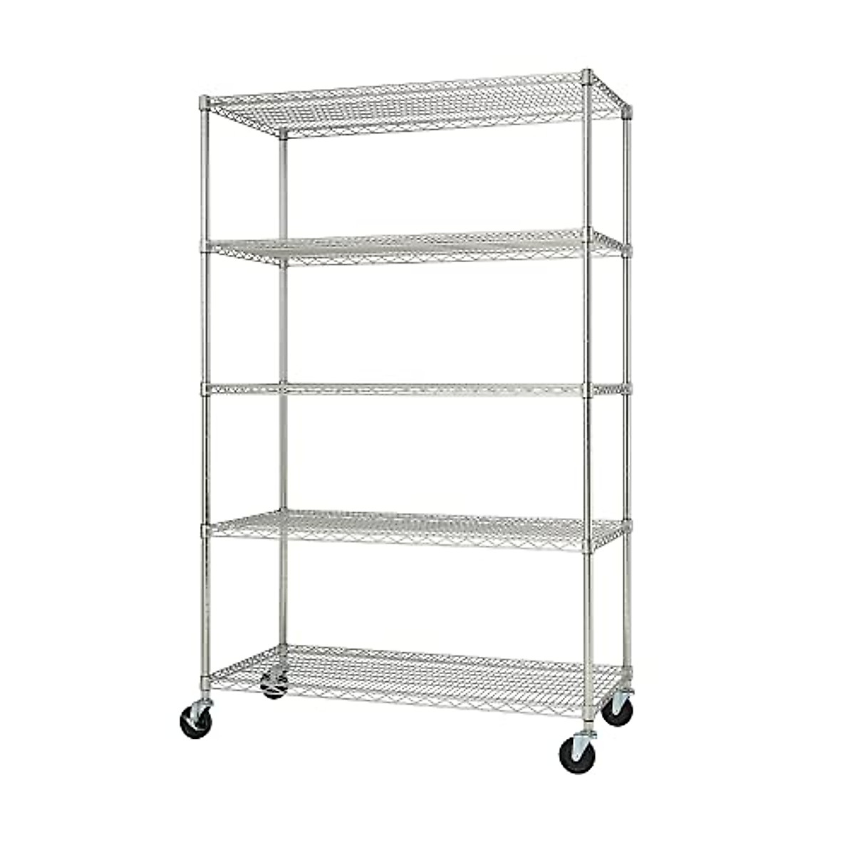 TRINITY 5-Tier NSF EcoStorage Shelving Rack with Wheels, 48 by 24 by 72-Inch, Chrome