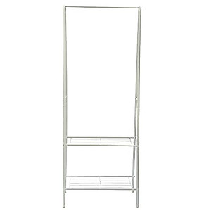 Home-Like 2-Tier Garment Rack, Metal Clothes Rack, Storage Clothing Rack with Single Hanging Rail and 2 Shelf for Bedroom Entryway Launary L23.7"xW13.19"x H62.99" White