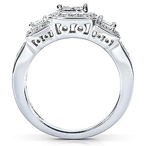 Kobelli Princess Diamond Wedding Ring Set 1 1/6 carat (ctw) in 14k White Gold, Size 8, White Gold