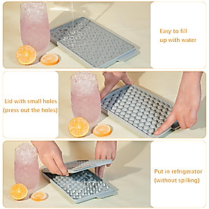 DZHJKIO Mini Ice Cube Trays for Freezer - 4 Pack Tiny Ice Cube Tray with Lid and Bin, 104x4 PCS Crushed Ice Trays Easy Release, Bpa-Free for Chilling Drinks Coffee Cocktail( Ice Bin & Ice Scoop)(blue)