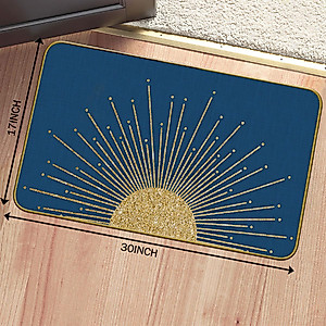 Mingnei Boho Doormat,Sun Sunshine Rug,Black Boho Sun Sunshine Classroom Doormat Door Mat Outside Inside Entrance for Kitchen Home,Sun Front Door Mat Outdoor Indoor Doormat Rug 30x17 Welcome (Blue)