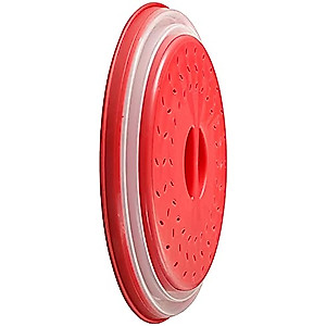 Collapsible Microwave Food Plate Cover,Vented,BPA Free Food Grade Silicone Lid-Red