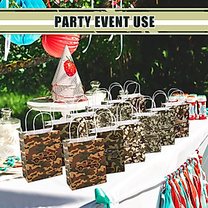 24 Pack Camo Gift Bags Camouflage Birthday Party Favor Bags Goodie Bags Camouflage Themed Treat Candy Bags for Kids Boys Girls Baby Shower Birthday Party Supplies Favors (Classic Style)