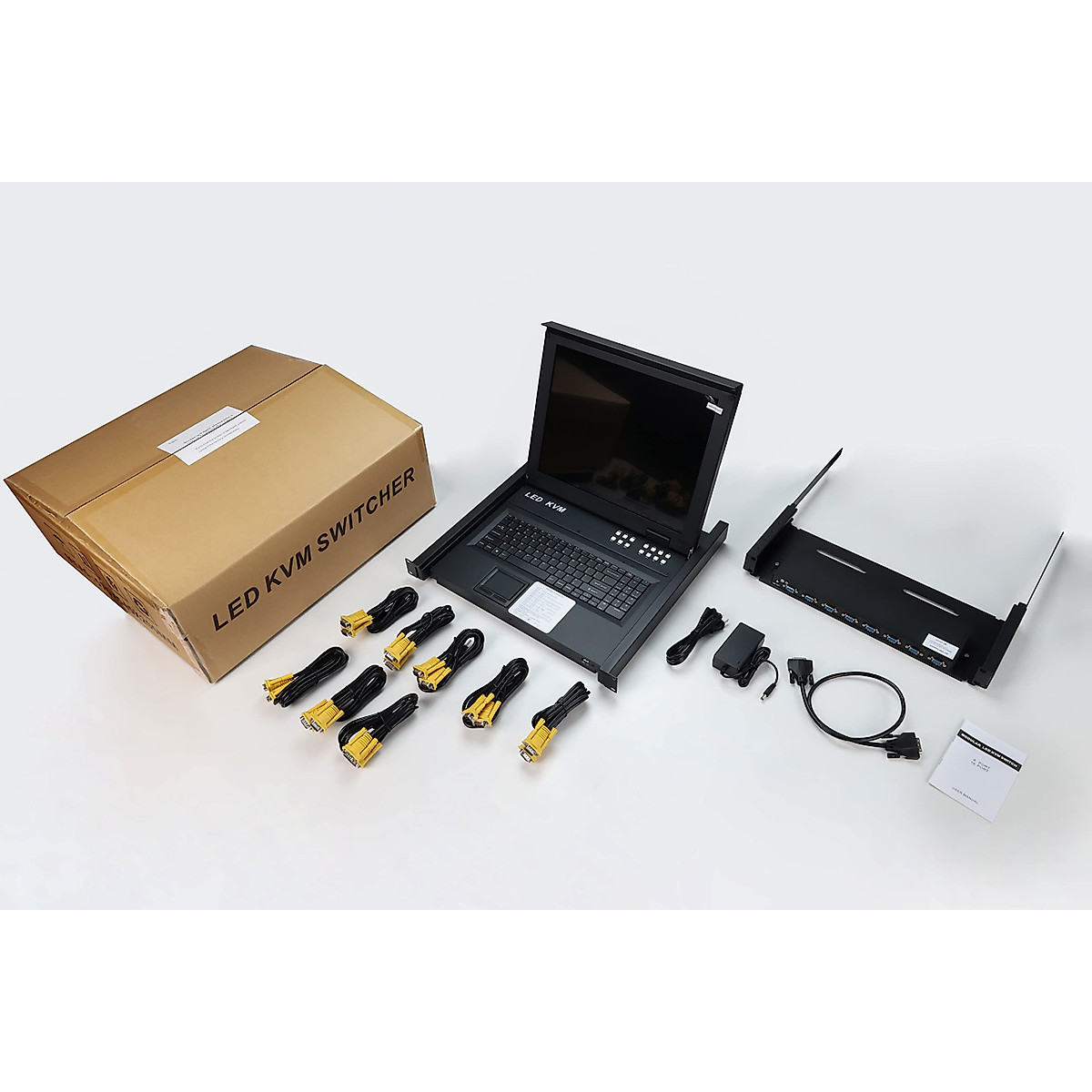 MT-Viki Rack KVM Switch VGA 8 Port w/17'' LCD Monitor, LCD KVM Console Fit 1U 19'' Rack, Support OSD/Hotkey, Integrated with Keyboard+Touch pad+Drawer+8 KVM Cables