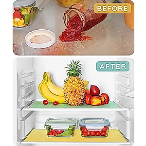 JULY HOME Refrigerator Shelf Liners, Fridge Organizers & Storage, Fridge Mats for Fruit and Vegetables, Washable Fridge & Drawers Liners, Protects Against Spills, Slip Resistant (6 Pack, 17.7"x11.4")