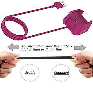 FitTurn Compatible with Fitbit Versa 2 Charger Replacement USB Data Charger Dock Charging Cable Stand for Versa 2 Health & Fitness Smartwatch, 3Ft Sturdy Power Cord (Purple)