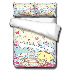 EIANLAI 3 Piece Anime Bedding Set 3D Printed Cartoon Soft Duvet Cover Set for Bedroom (1 Duvet Cover & 2 Pillowcases)-Full