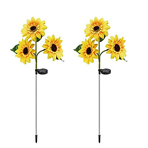 ZHUANYIYI 2 Pieces, Outdoor Solar Landscape Lights, Sunflower Lawn Lights in The Courtyard, Water-Proof Decorative Lights for Home Garden Pavement