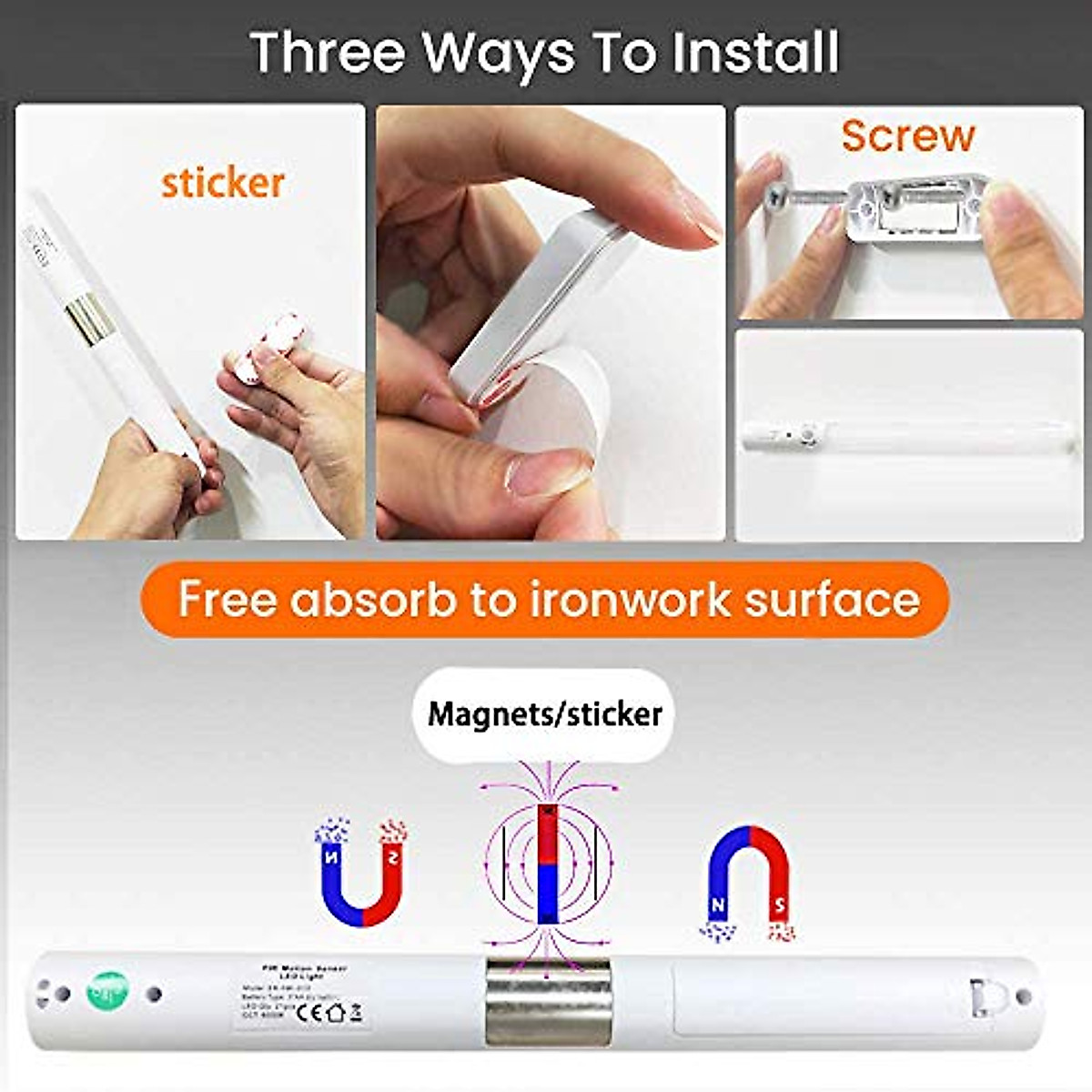 CALIONLTD Under Cabinet Lighting,Wireless Led Closet Light Battery Powered Motion Sensor Light 21 LED Bulb Magnetic Stick-on Night Light Bar for Kitchen, Stairway, Wardrobe,Hallway - 2 Pack