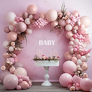 Pastel Pink Balloon Kit - Arch, Garland, Metallic & Different Sizes for Birthday, Baby Shower, Winter, Bridal & Prom Parties
