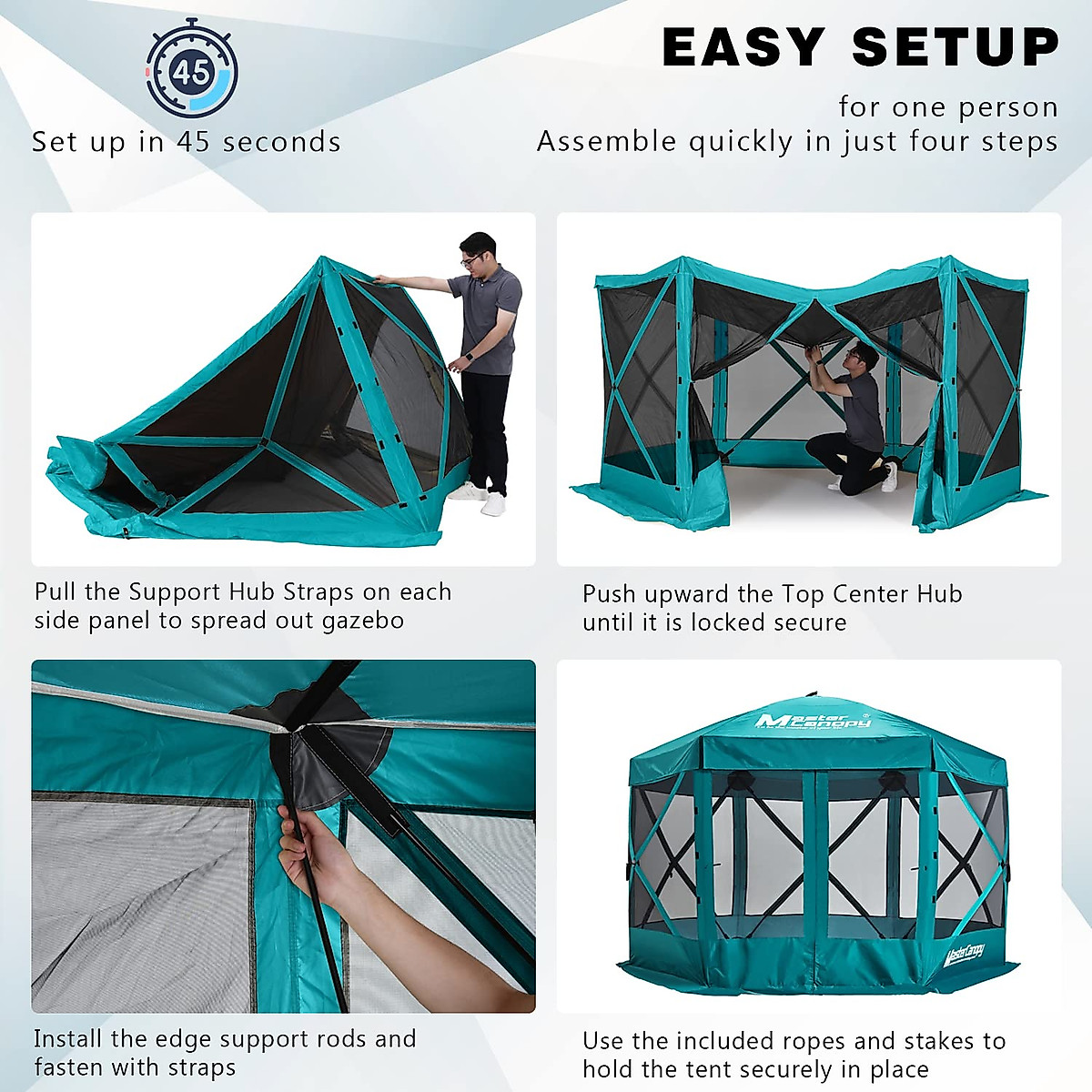 MASTERCANOPY 10x10 Portable Screen House Room Pop up Gazebo Outdoor Camping Tent with Carry Bag (10x10,Green)