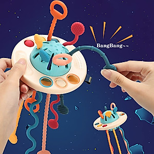 YLTTZH Baby Toys Sensory Activity Silicone Toys for Toddlers 18M+,Toddlers Push Pull Toys for Babies,Baby Fidget Pop It Car Airplane Travel Toy for Toddler,Kid STEM Teething Bath Toys for Babies Gifts