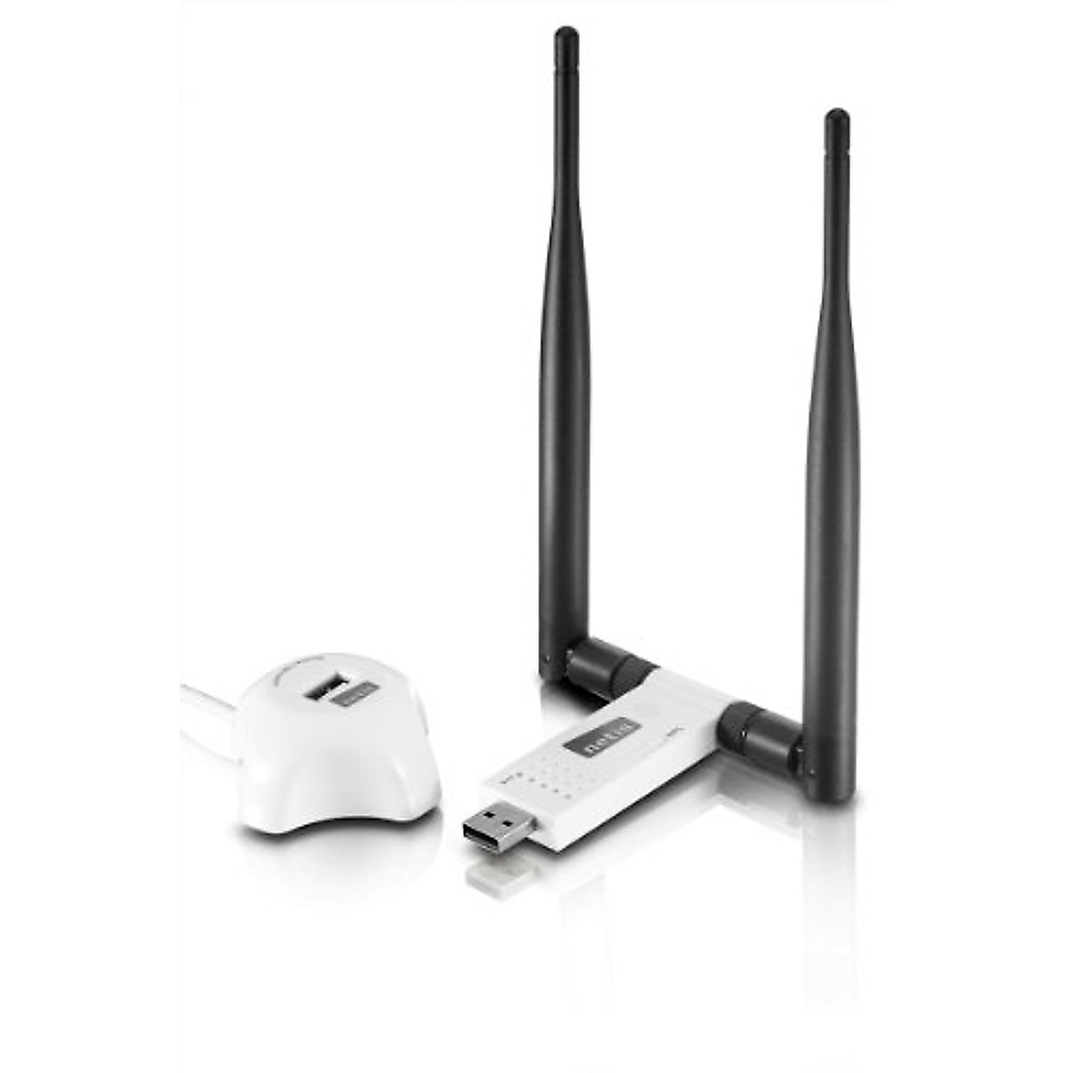 Netis Wireless N 300Mbps Long-Range USB Adapter with Two 5dBi Antennas and USB 2.0 Cradle (WF-2116), 300 Mbps High Gain