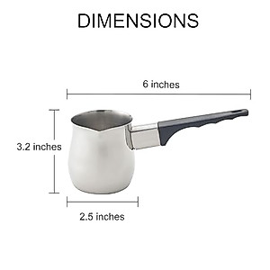 Fino Turkish Warmer Coffee Pot, Professional Quality 18/8 Stainless Steel, 6-Ounce