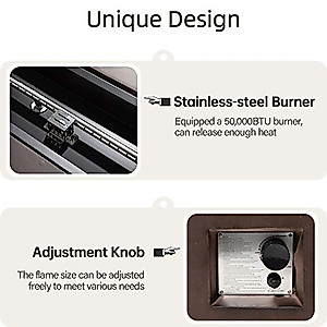 HOMPUS Propane Fire Pits For Outside 56-inch x 28-inch Rectangle 50,000 BTU Bronze Concrete Patio Fire Table with Tank Cover,Wind Guard,Lava Rocks and Rain Cover,Gas Fire Pit for Outdoor,Deck,Backyard