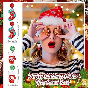 Equsion 20 Pairs Christmas Earrings for Women Acrylic Holiday Earrings Drop Dangle Earring Christmas Tree Gingerbread Santa Claus Elk Snowflake Jewelry Accessories for Women