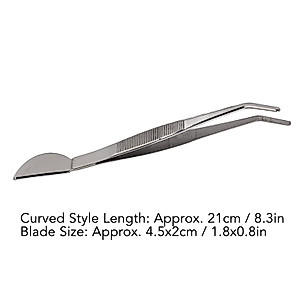TOPINCN Bonsai Tweezers, Stainless Steel Long Plant Tweezers with Moon Spatula Head, Home Garden Potted Loosening Soil Plan Grass (Bent)