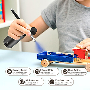 Airbrush Kit with Compressor 30PSI Portable Airbrush Gun Rechargeable Handheld Cordless Air Brush for Nails Art, Painting, Cake Decor, Cookie, Mode, Makeup, Barber (Black)