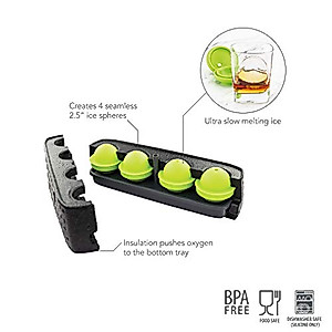 Tovolo Seamless Sphere Ice System, Compact, 2.5 Inch Crystal Clear Spheres - Set of 4 Molds,Black