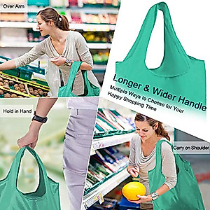 BeeGreen Reusable-Grocery-Bags-Foldable-Machine-Washable-Reusable-Shopping-Bags-Bulk Colorful 10 Pack 50LBS Extra Large Folding Reusable Bags Totes w Zipper Storage Bag Lightweight Polyester Fabric