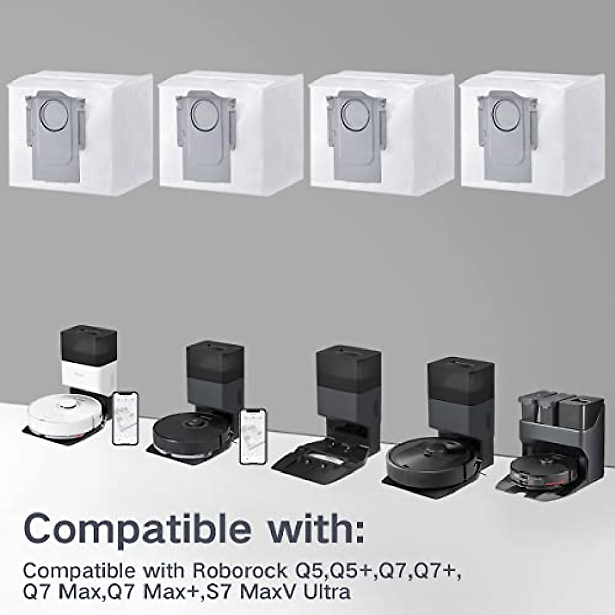 Home Times 14PCS Dust Bag and Mop Pads for Roborock Q7+/Q7Max+/Q7 MaxV Vacuum Docking