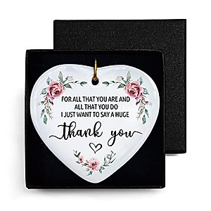 NTKIO Thank You for All That You Do Ceramic Ornament Keepsake Sign, Heart Hanging Plaque Appreciation Thank You Gifts for Mom, Teacher, Boss, Coworker, Friends, Coach