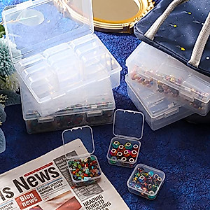 Clear Plastic Storage Cases Small Beads Organizer Container Transparent Boxes with Hinged Lid for Small Items with Hinged Lid and Rectangle Clear Craft Supply Cases (52 Pieces)