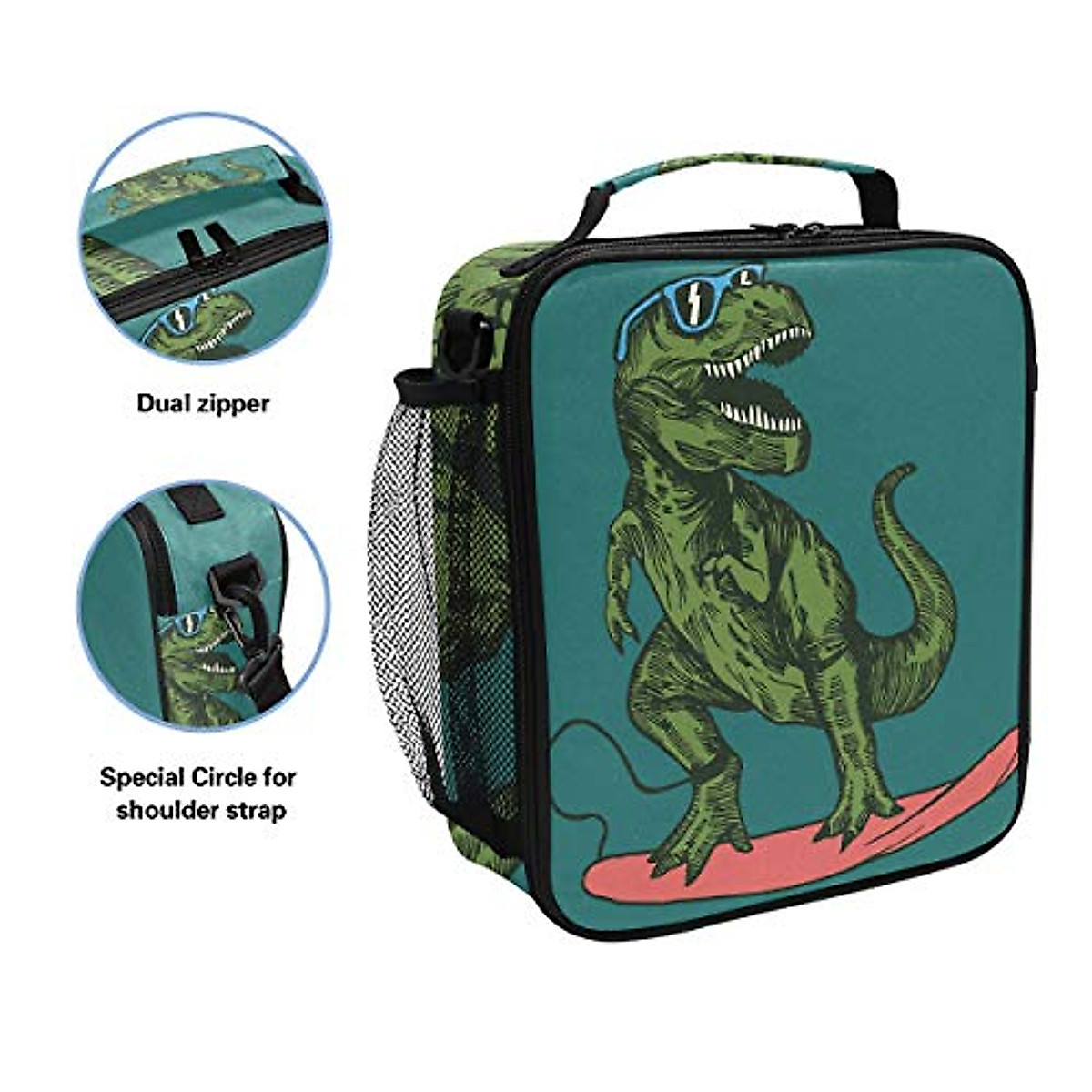 Lunch Bag Insulated Boxes Cooler Lunch Handbags Skateboard Dinosaur Organizer Containers for Picnic School Office