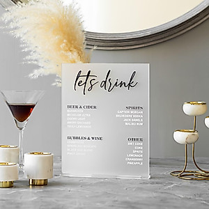 JINMURY 8x10 Inch Frosted Acrylic Sign with Stand | 5 Pack Blank Acrylic Table Signs and Base for DIY Wedding Table Numbers, Wedding Signage, Events& Parties