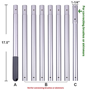 Sepetrel Pool Pole - 10.5 Foot Anodized Aluminum Extension Cleaning Poles,for Skimmer Net, Pool Brush & Vacuum Head