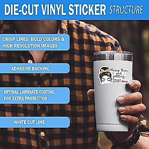 Miraki Messy Bun And Getting Stuff Done Stickers, Teacher Stickers, Funny Stickers, Water Assitant Die-Cut Vinyl Funny Decals for Laptop, Phone, Water Bottles, Kindle Sticker