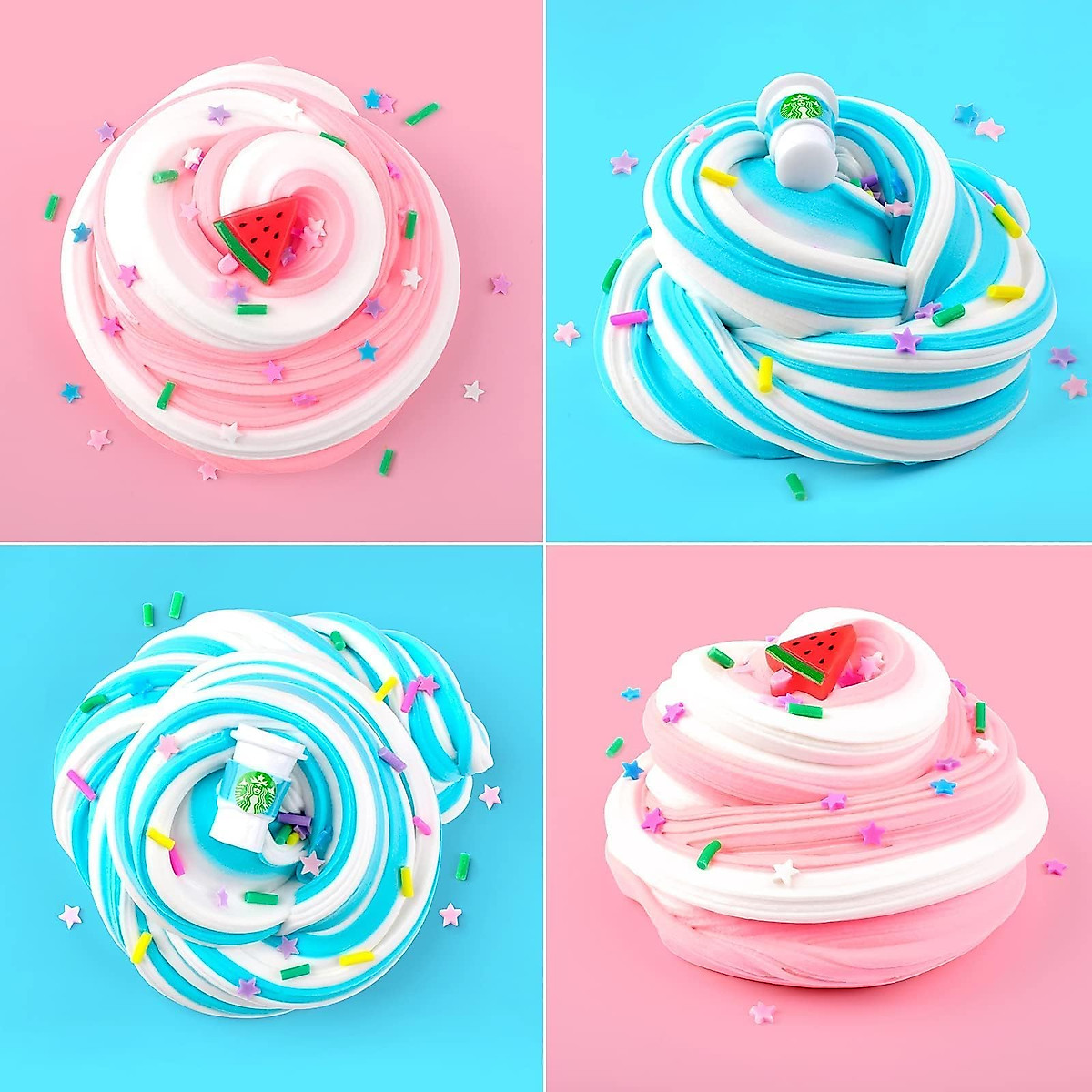 2 Pack Christmas Butter Slime Kit for Kids Party Favors, Scents Dual Colors Slime Putty for Boys Girls, Soft & Non-Sticky, School Supplies, Carnival Prizes, Ages 4 and Up (4-Ounce*2)