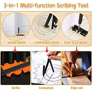Versatile Scribing Tool, Scribing Tool with Deep Hole Carpenter Tracer Pencil for Woodworking Scribing Tool Wood Scribing Tool Construction Floor Corner Measurement tool