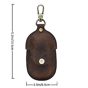 Compatible for Samsung Galaxy Buds Case Leather Shockproof Protective Earbuds Case with Stainless Keychain - Coffee